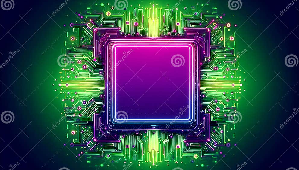 A Computer Chip with a Green Background Stock Illustration ...