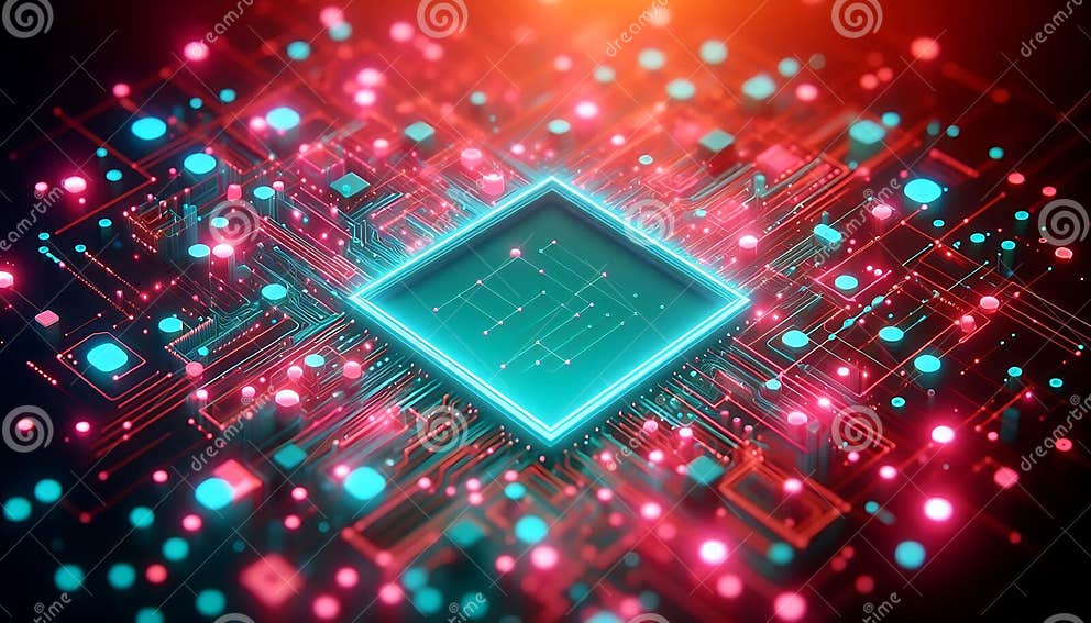 A Computer Chip with a Green Square in the Middle. the Chip is ...