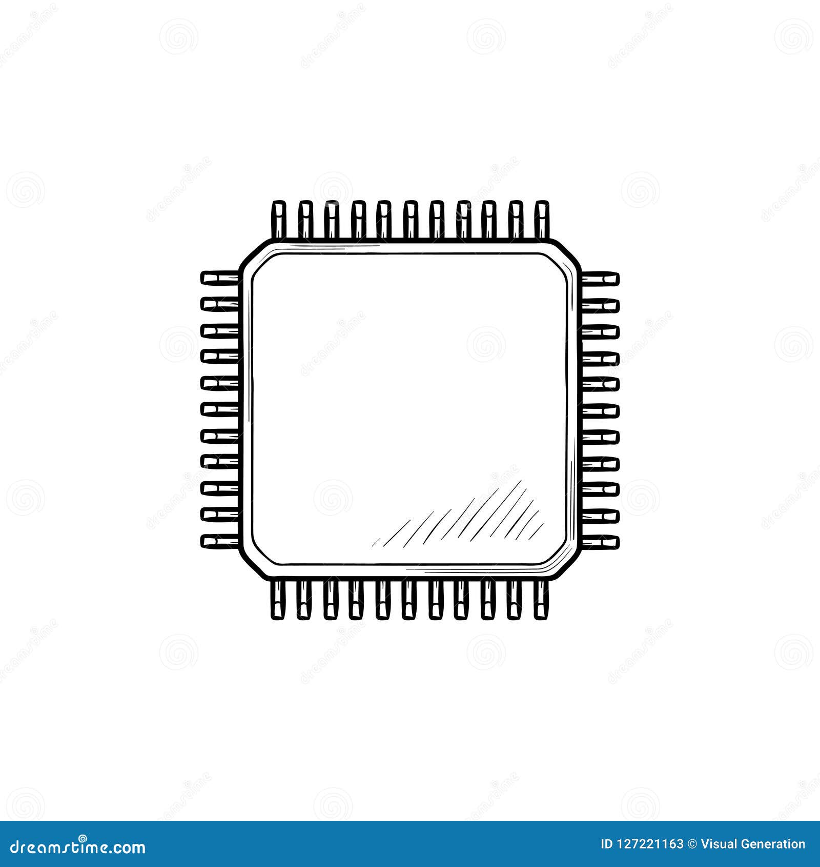 Computer Chip Hand Drawn Outline Doodle Icon. Stock Vector ...