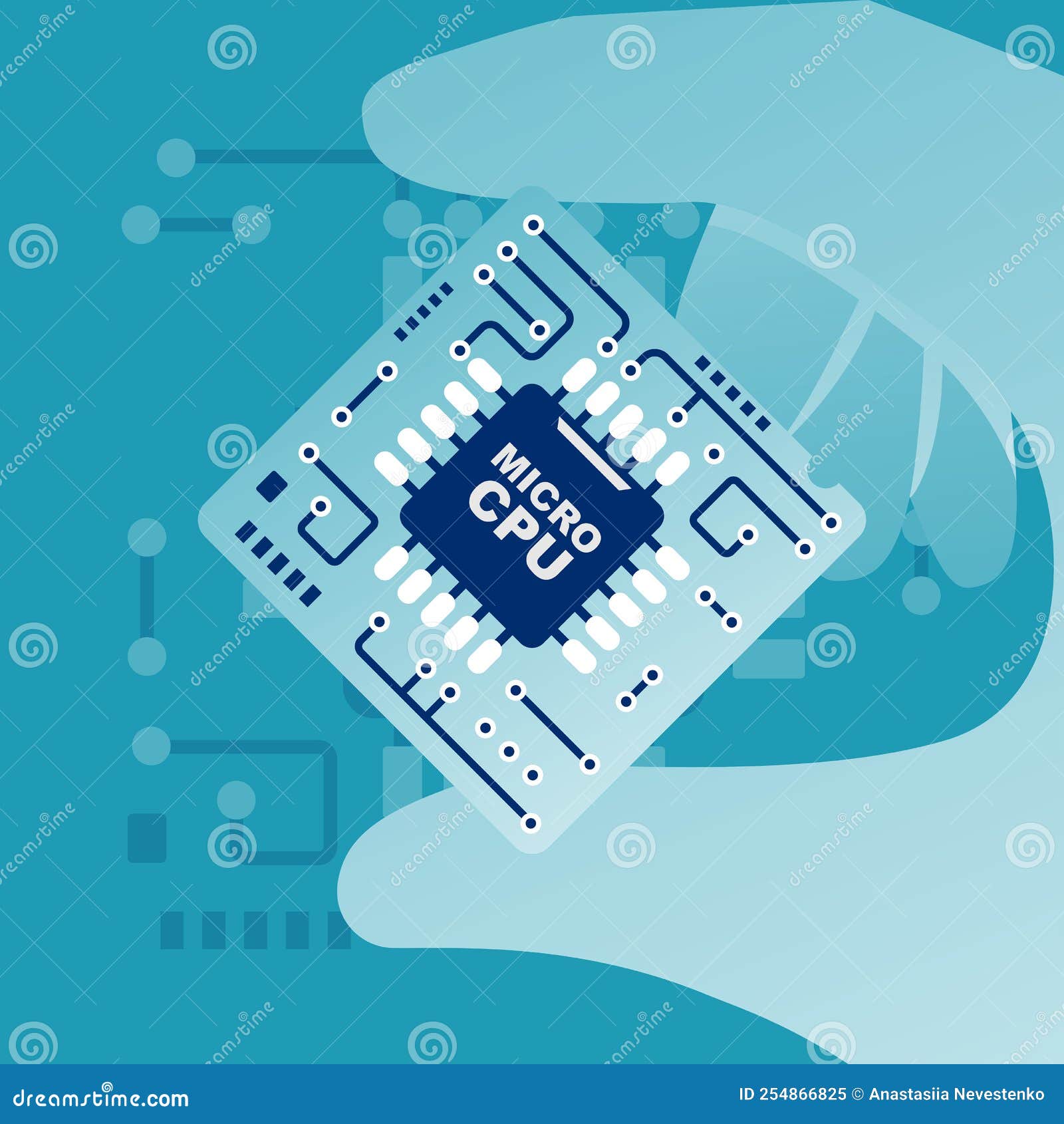Computer Chip in Hand. Vector Illustration Flat Design Stock Vector ...
