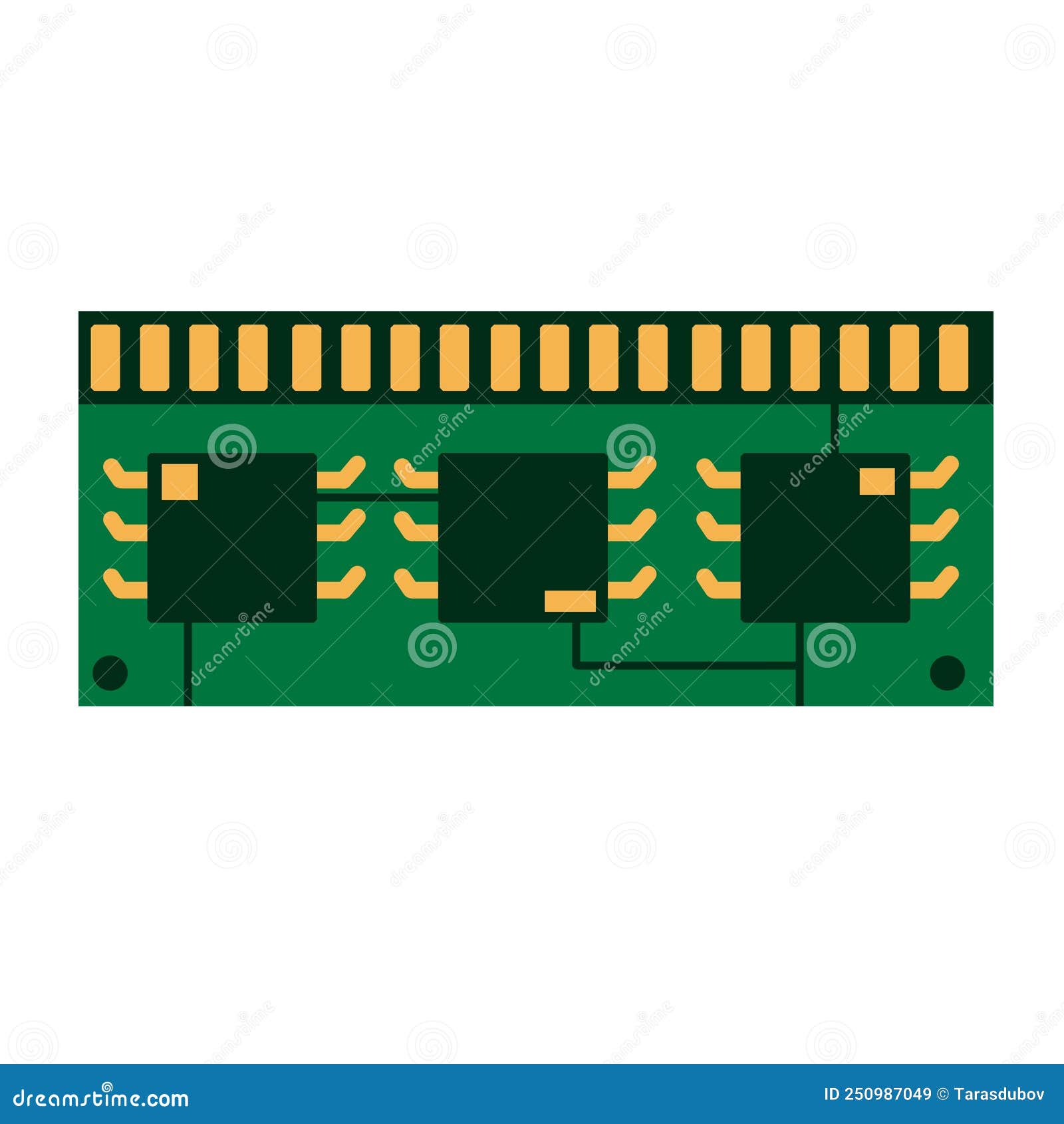 Computer Chip Hardware Green Microchip Stock Vector Illustration Of Circuit Microprocessor