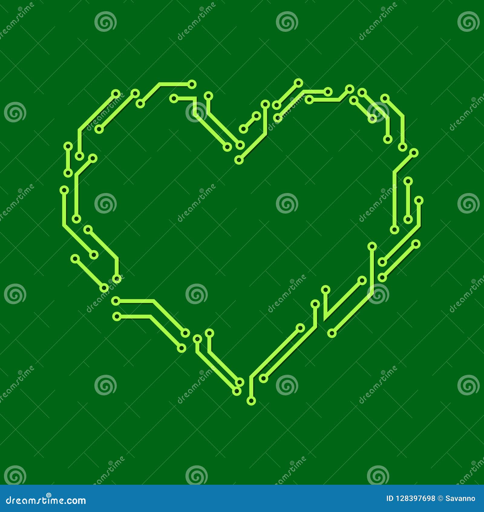 Computer Chip with Heart Symbol Stock Vector - Illustration of green ...