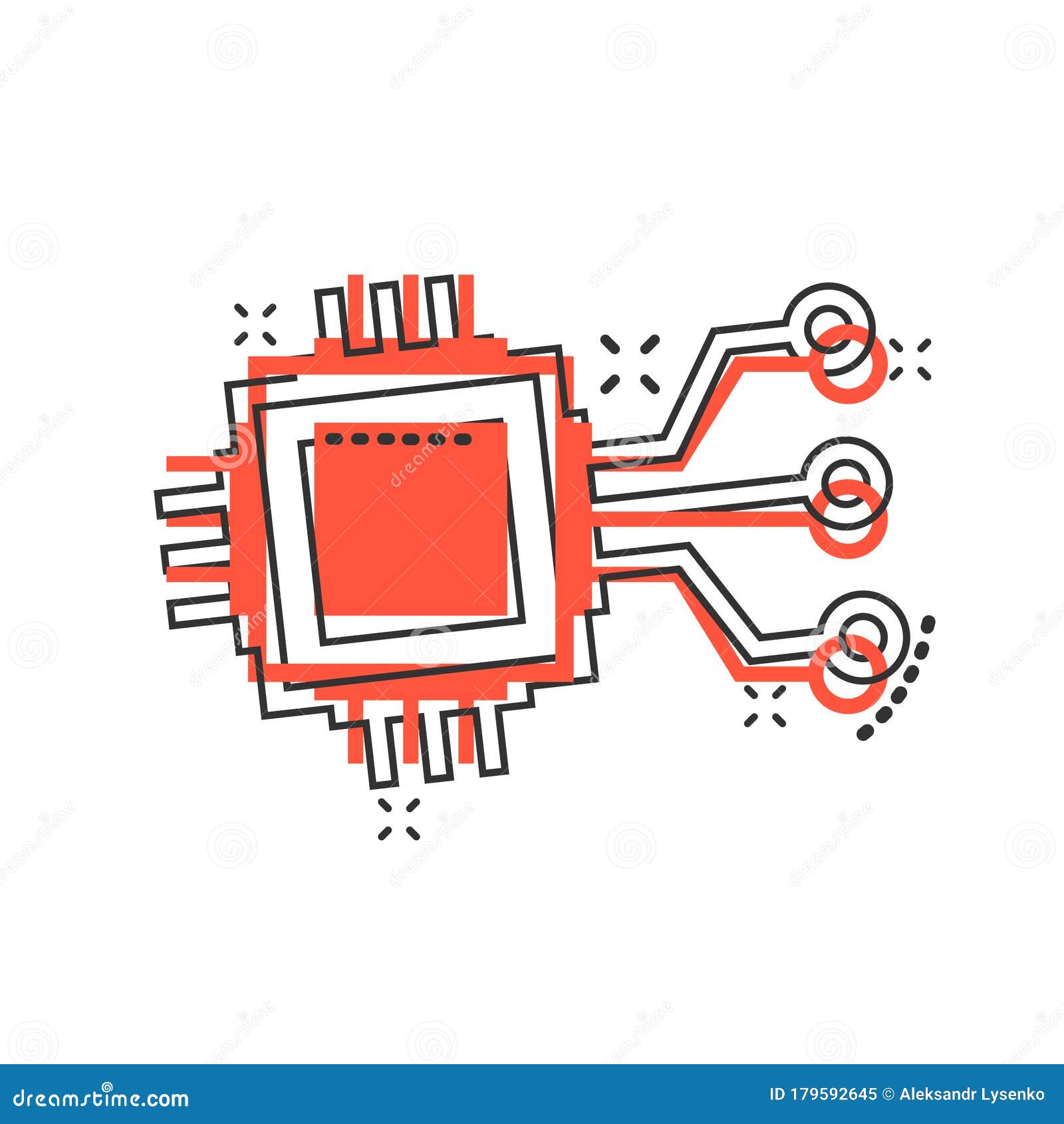 Computer Chip Icon in Comic Style. Circuit Board Cartoon Vector ...