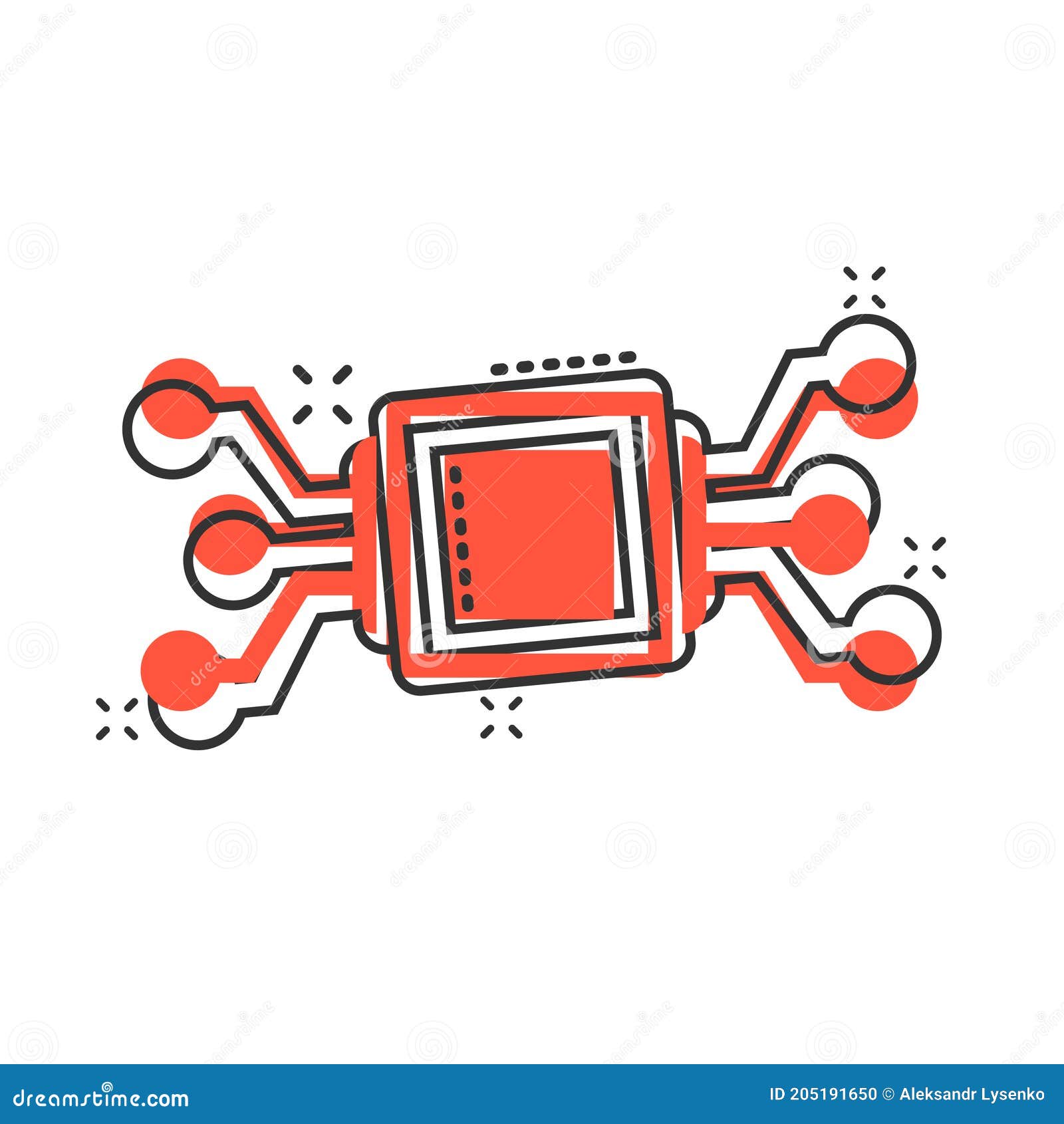 Computer Chip Icon in Comic Style. Circuit Board Cartoon Vector ...