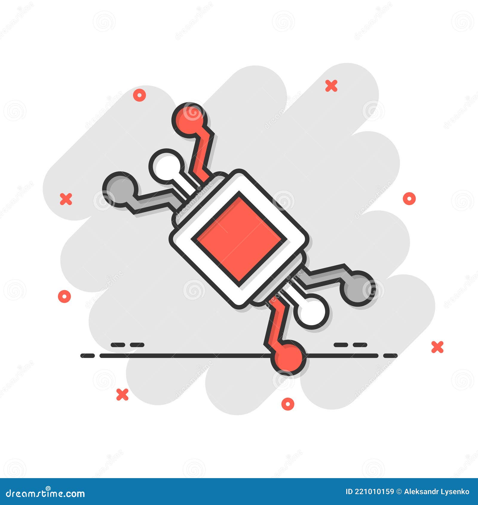 Computer Chip Icon in Comic Style. Circuit Board Cartoon Vector ...