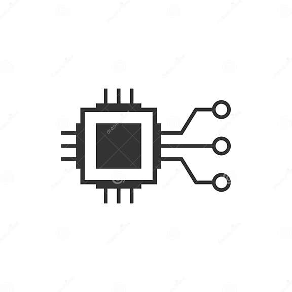 Computer Chip Icon in Flat Style. Circuit Board Vector Illustration on ...