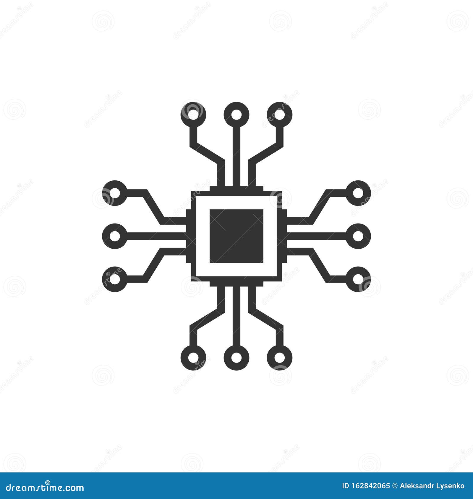 Computer Chip Icon In Flat Style Circuit Board Vector Illustration On