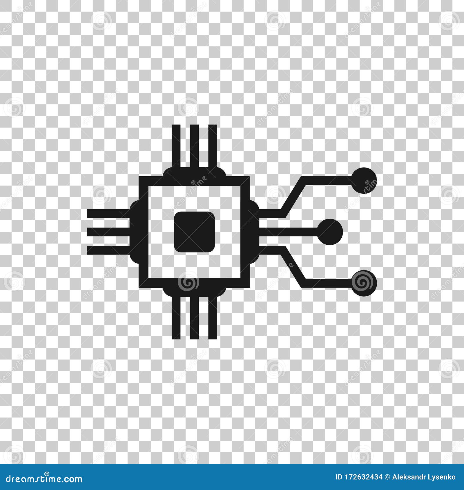 Computer Chip Icon in Flat Style. Circuit Board Vector Illustration on ...