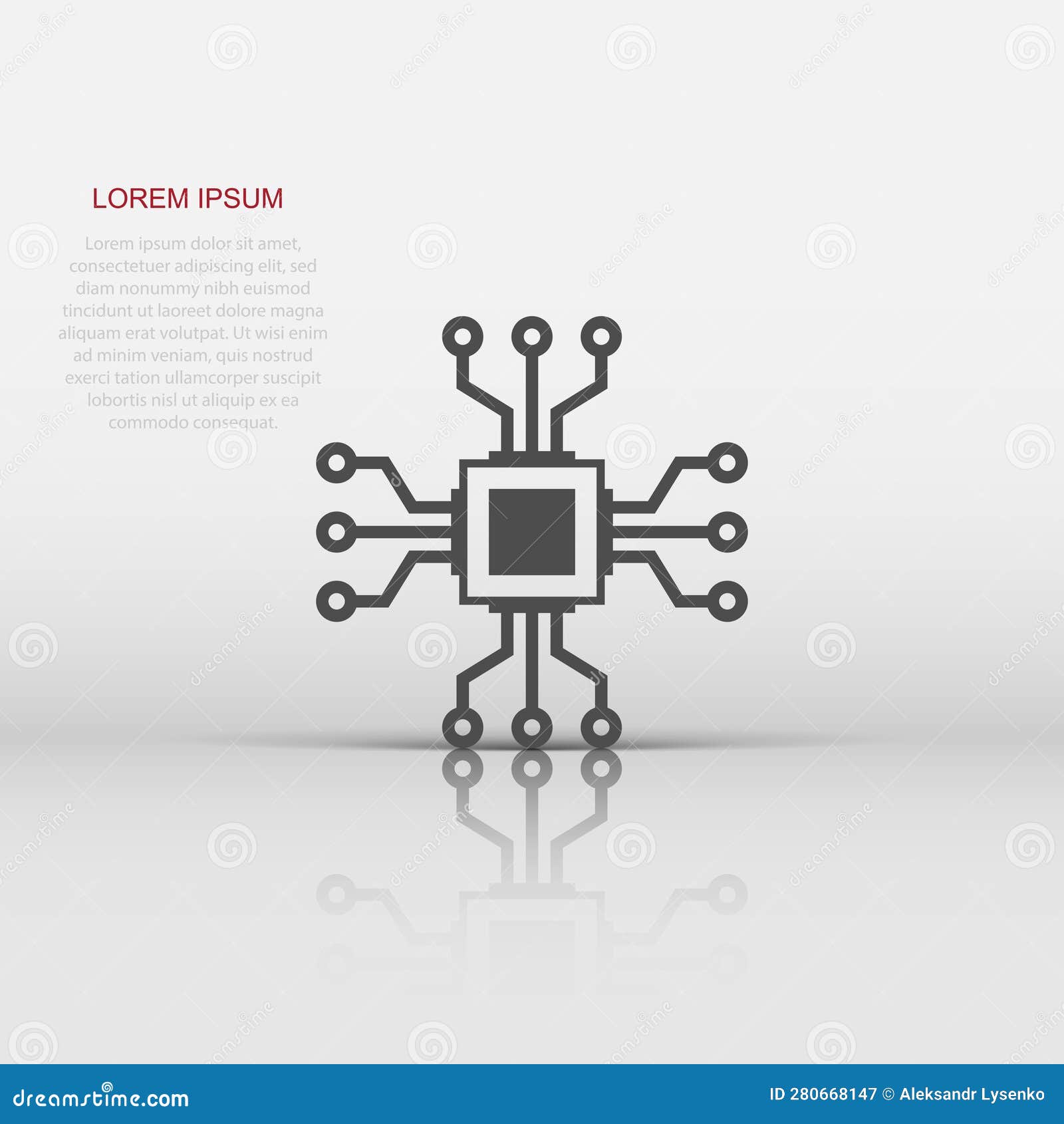 Computer Chip Icon in Flat Style. Circuit Board Vector Illustration on ...