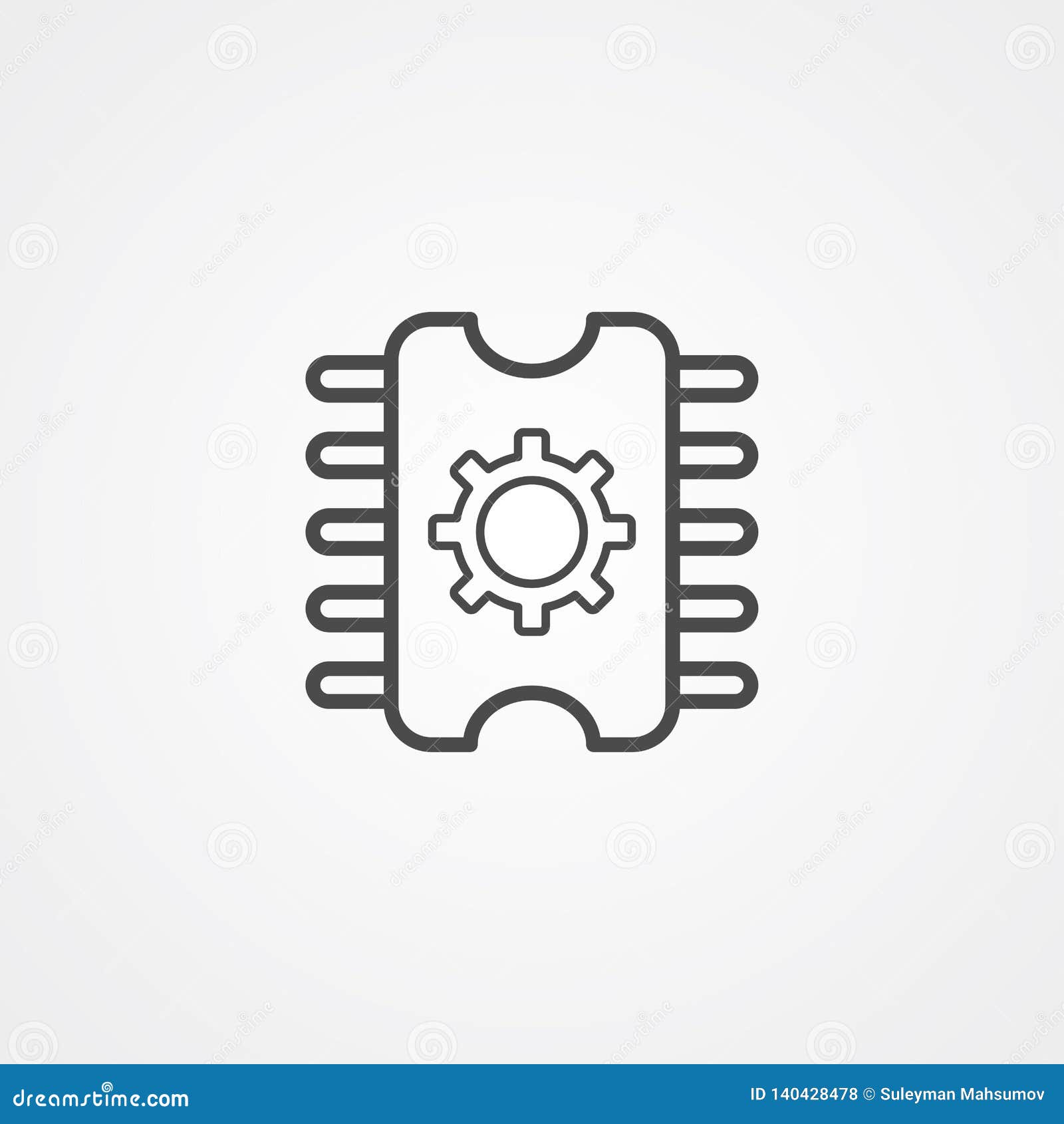 Computer Chip Vector Icon Sign Symbol Stock Vector - Illustration of ...