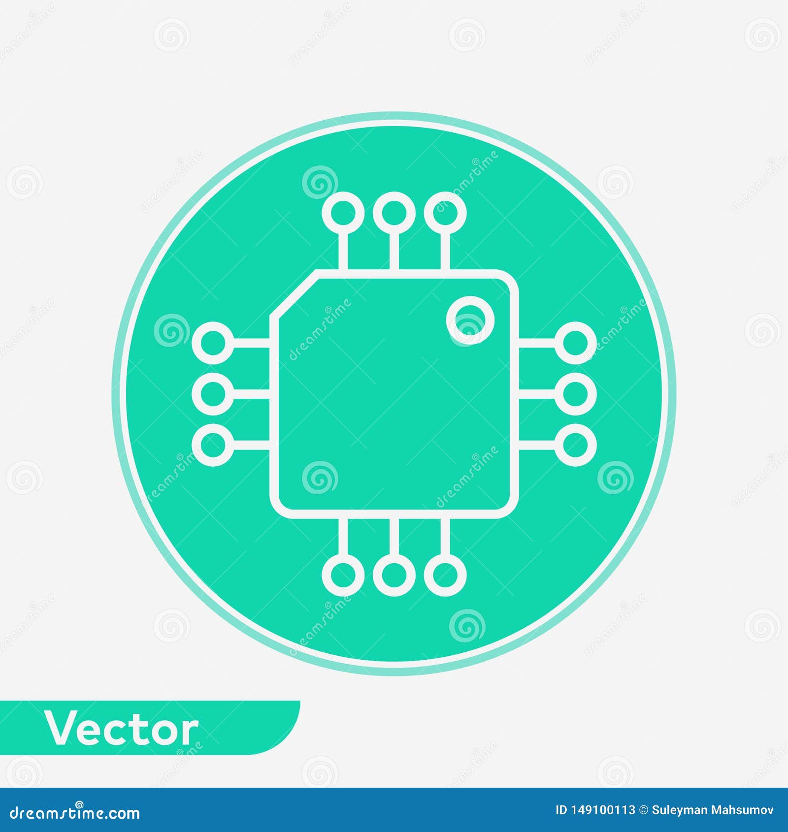 Computer Chip Vector Icon Sign Symbol Stock Illustration - Illustration ...
