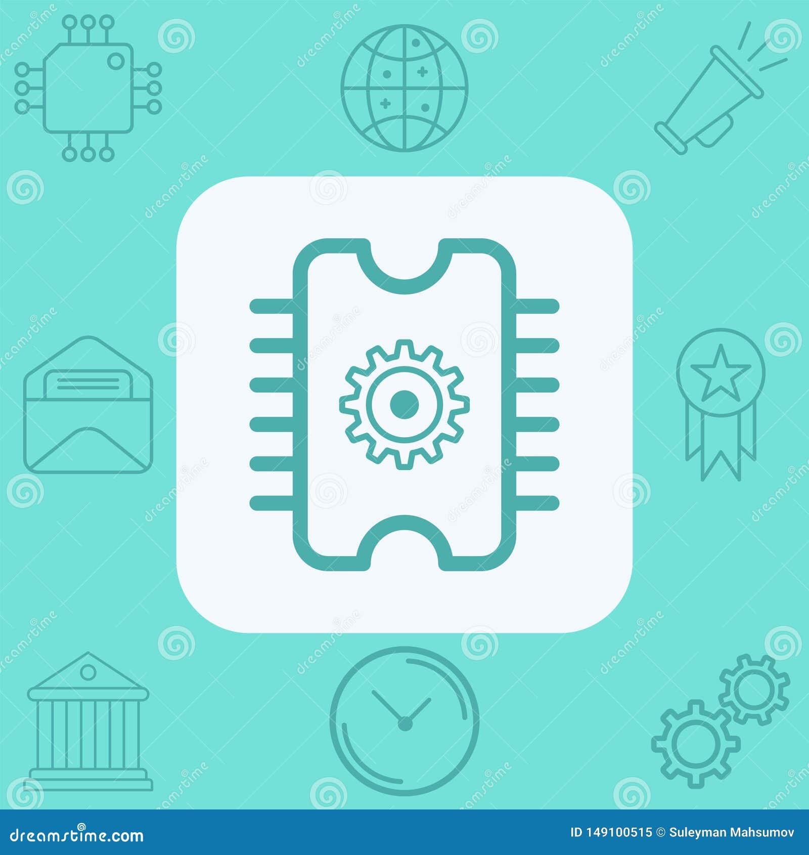 Computer Chip Vector Icon Sign Symbol Stock Vector - Illustration of ...