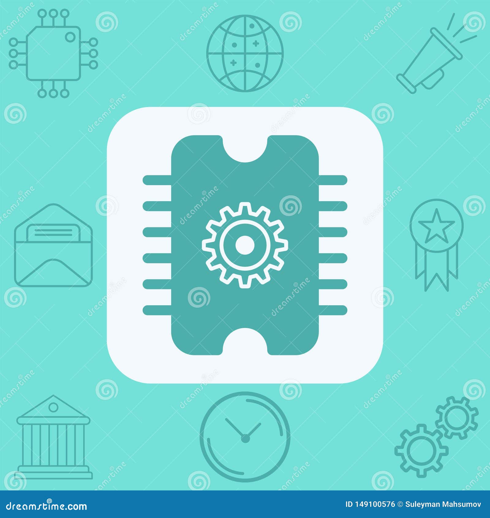 Computer Chip Vector Icon Sign Symbol Stock Vector - Illustration of ...