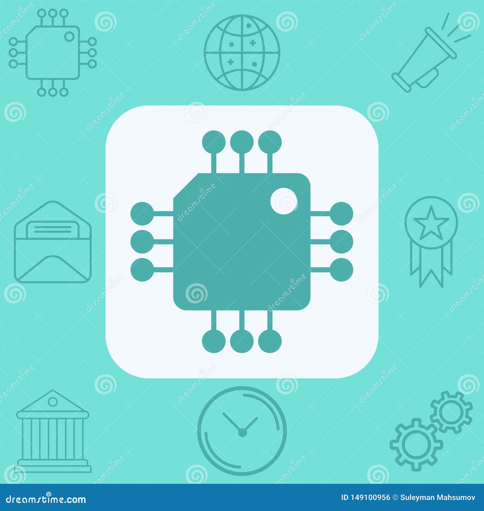 Computer Chip Vector Icon Sign Symbol Stock Vector - Illustration of ...