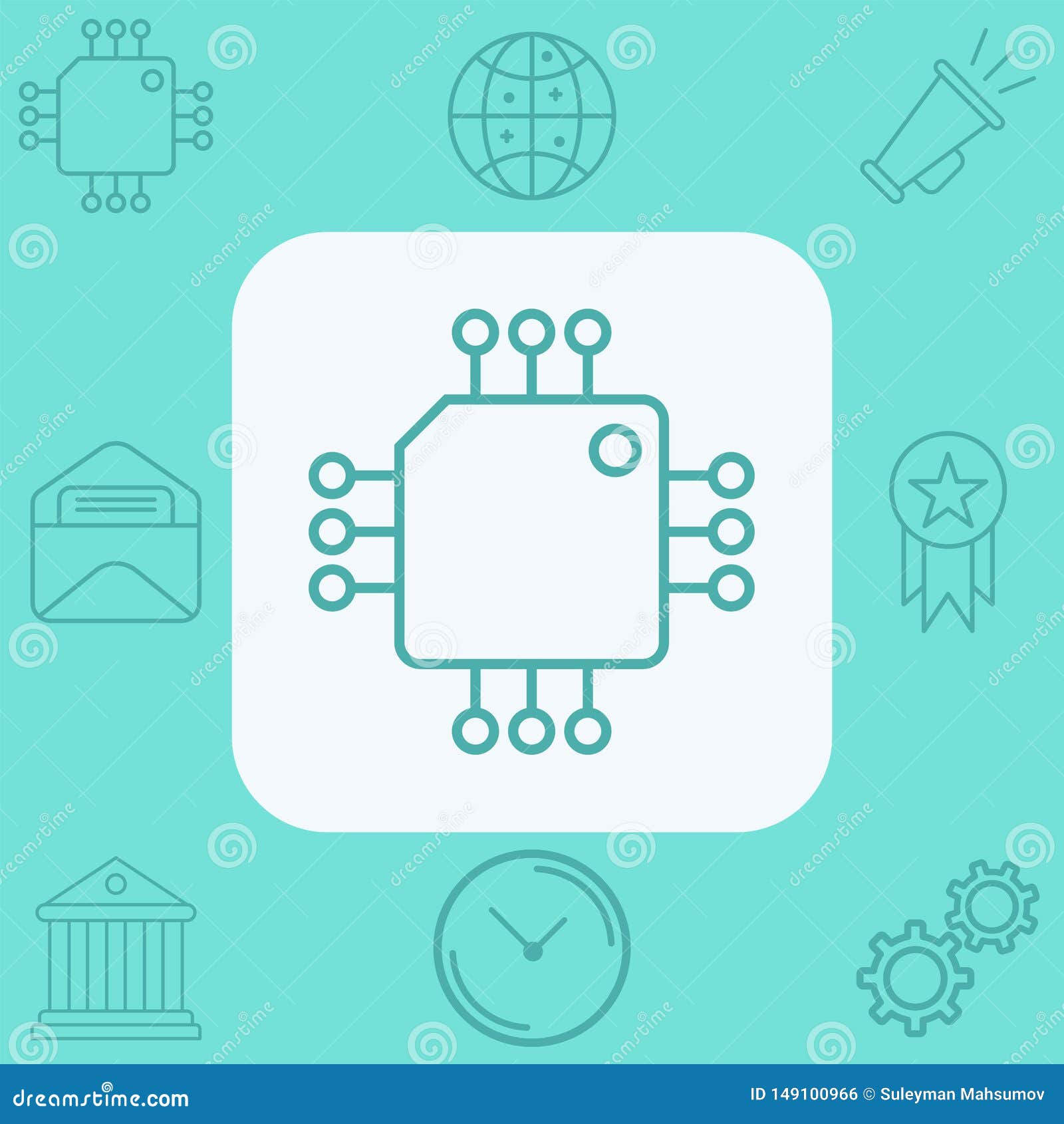 Computer Chip Vector Icon Sign Symbol Stock Illustration - Illustration ...