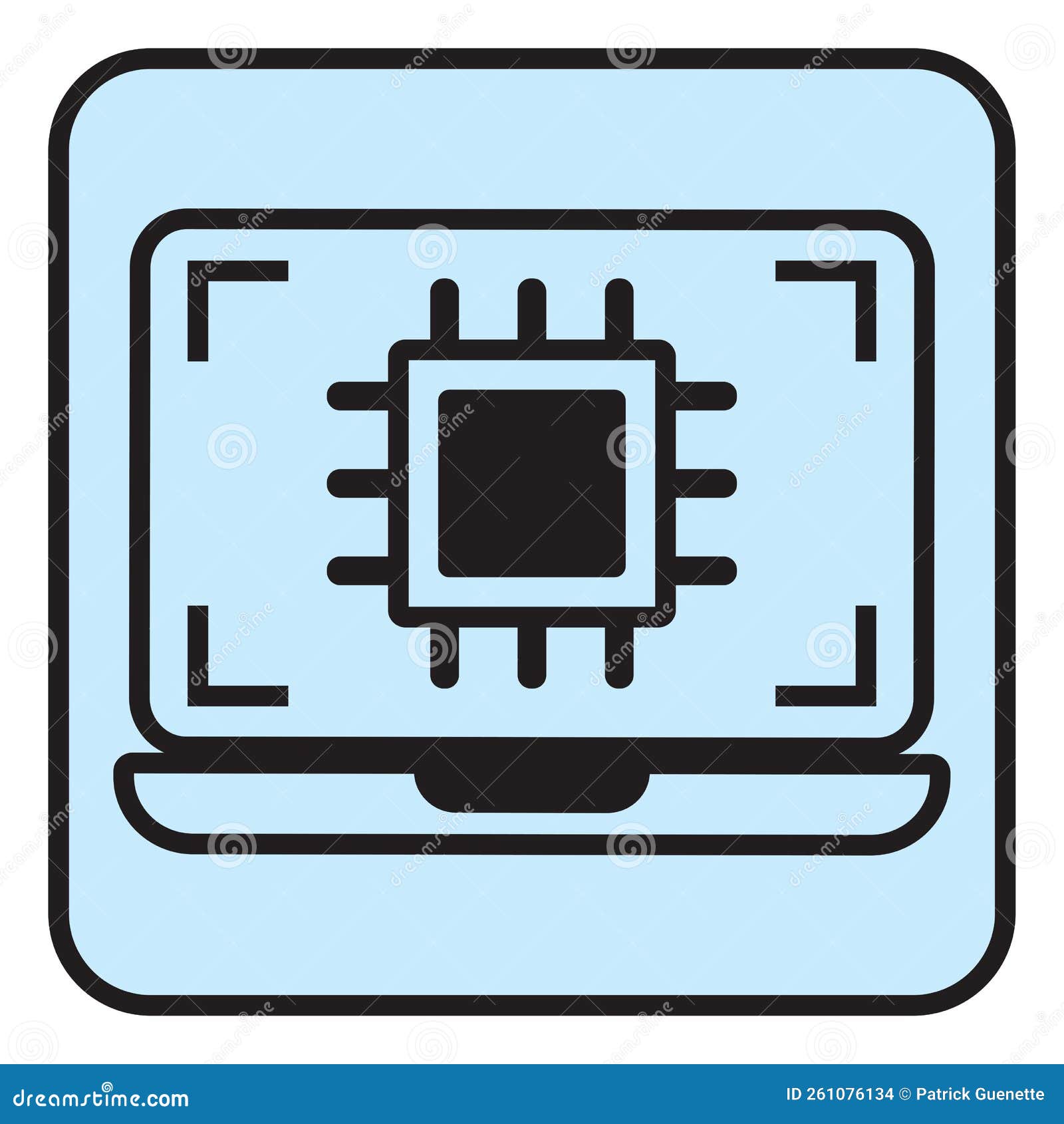 Computer chip, icon stock vector. Illustration of graphic - 261076134