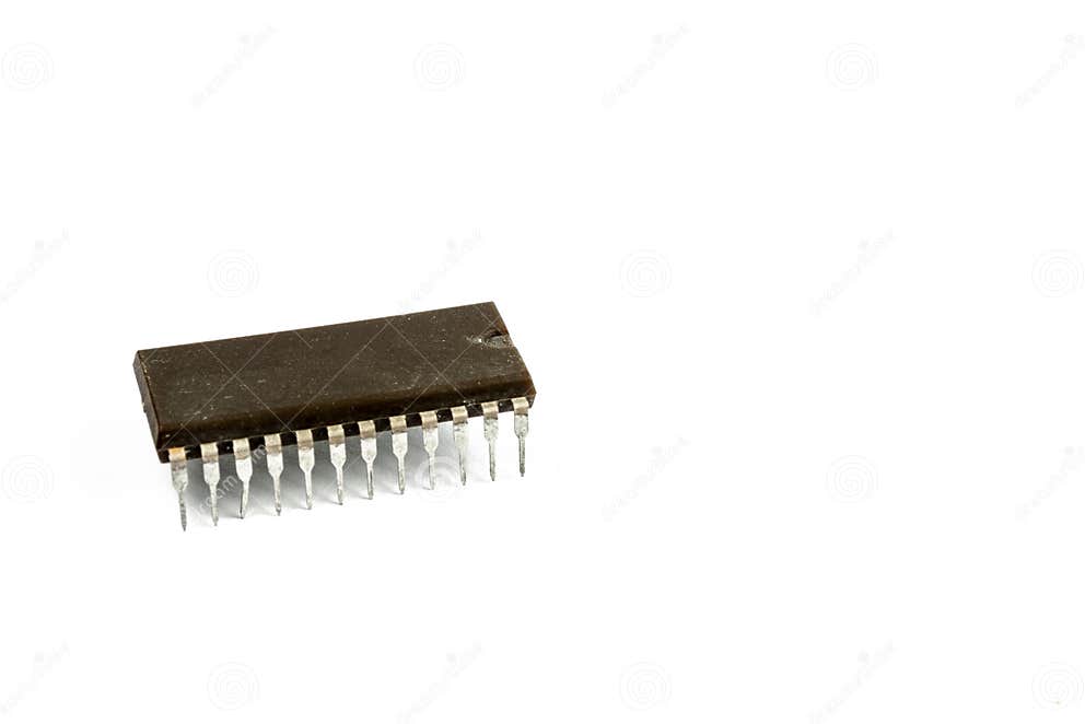 Very Old Computer Chip Isolated on a White Background. Stock Photo ...