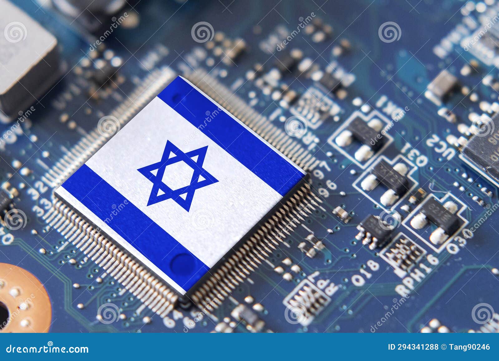 Computer Chip with Isreal Flag Stock Photo - Image of hardware ...