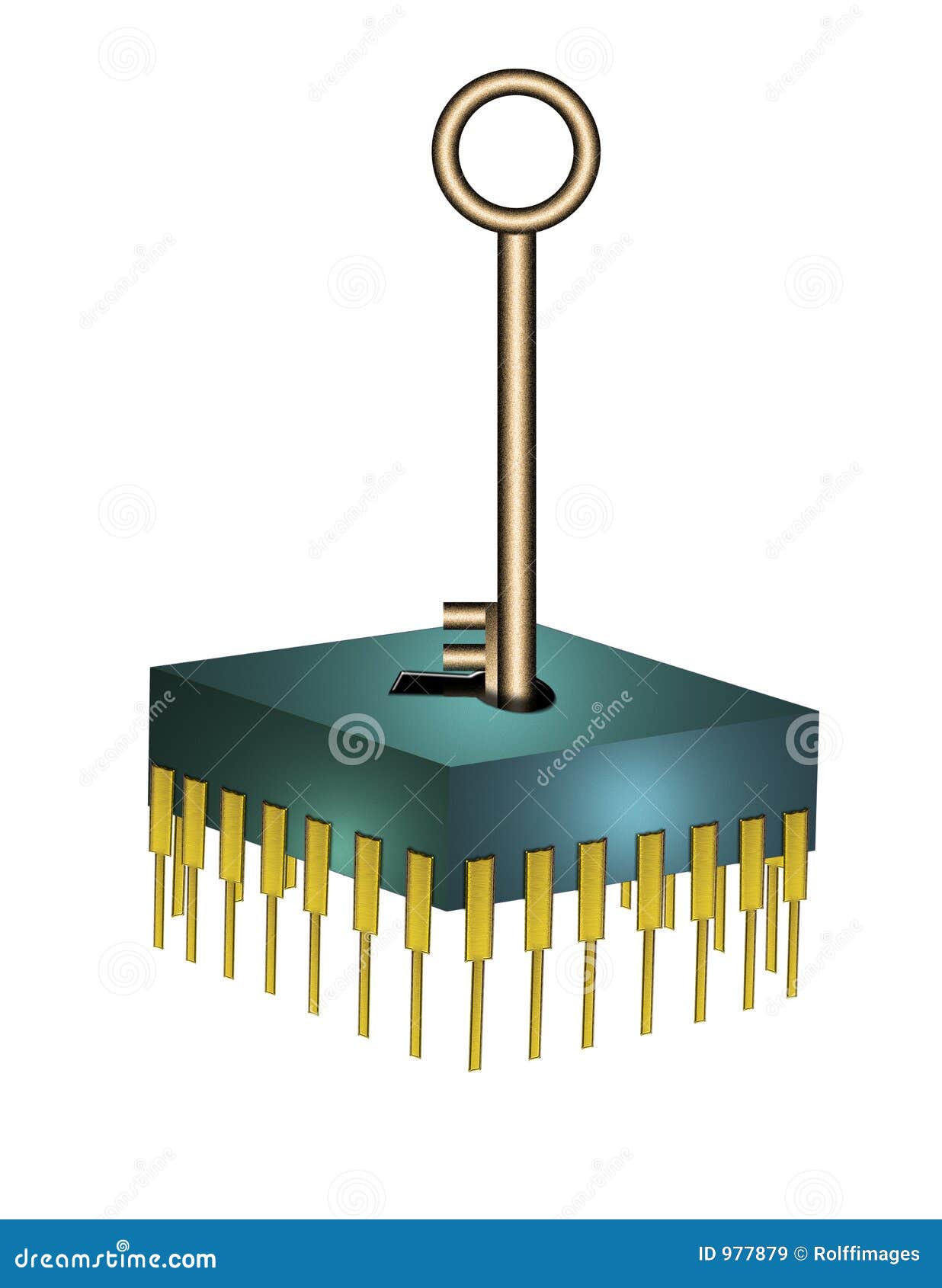 Computer Chip Key stock illustration. Illustration of chain - 977879