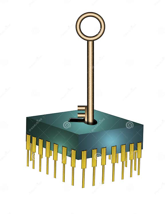 Computer Chip Key stock illustration. Illustration of chain - 977879