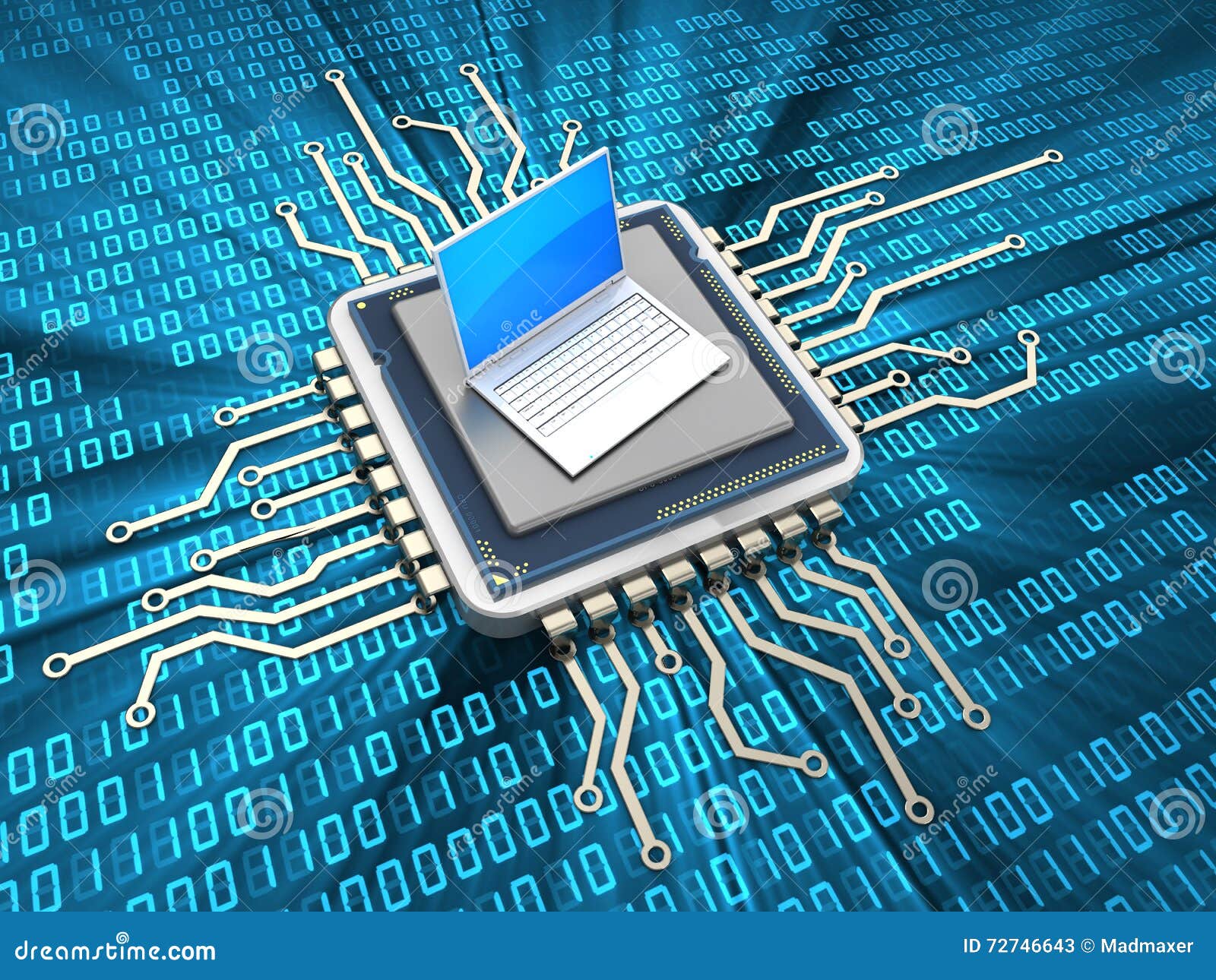 Computer chip and laptop stock illustration. Illustration of display ...