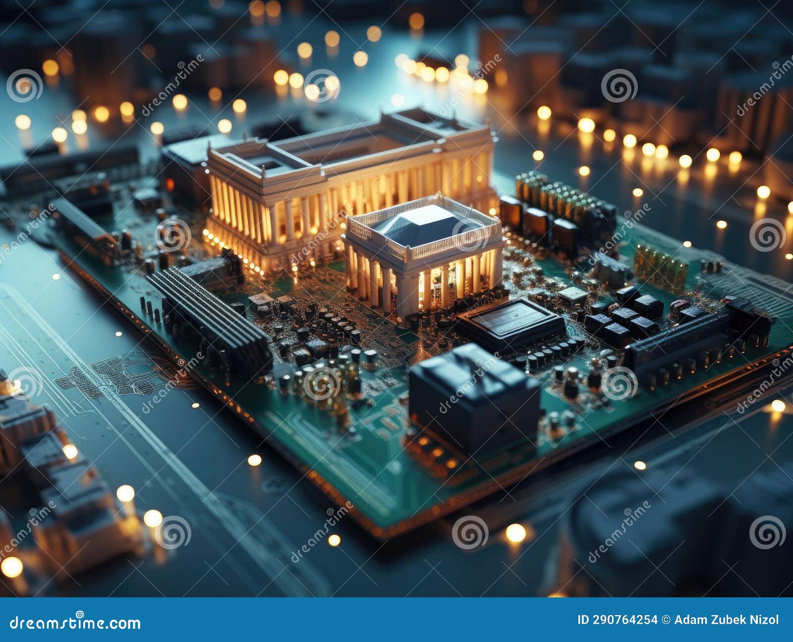 A Computer Chip with Lights Stock Illustration - Illustration of ...