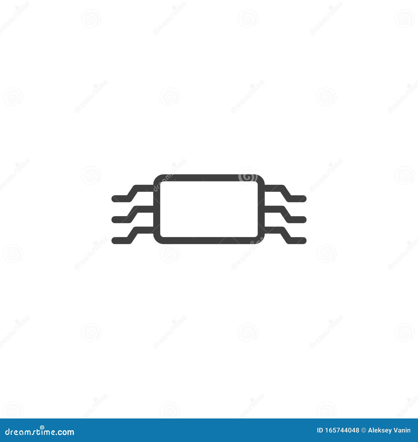 Computer chip line icon stock vector. Illustration of icon - 165744048