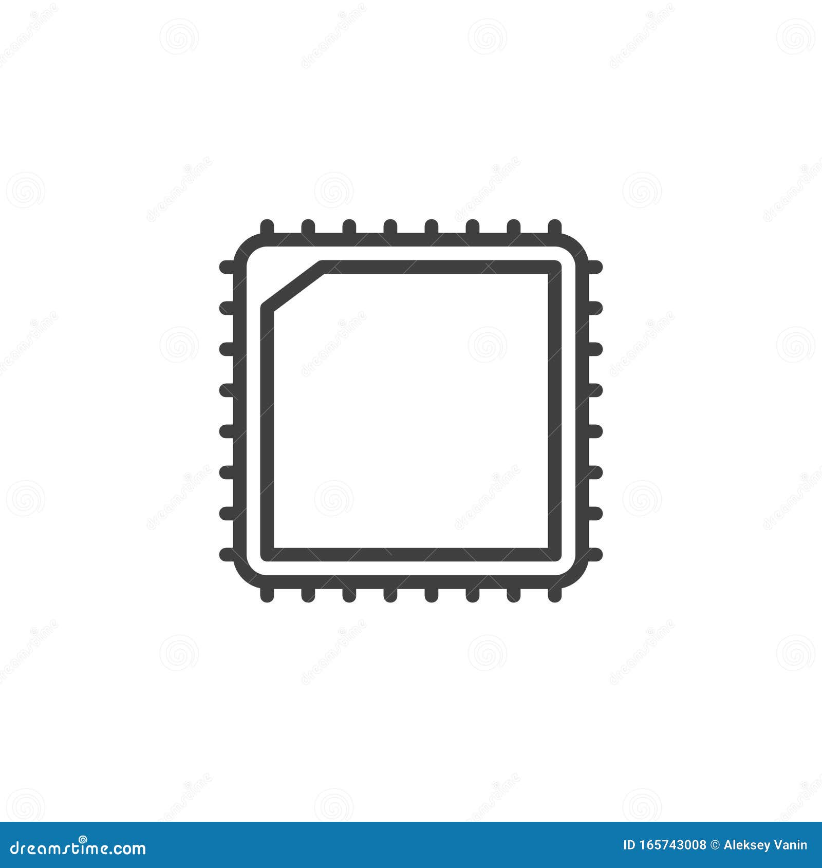 Computer chip line icon stock vector. Illustration of sign - 165743008