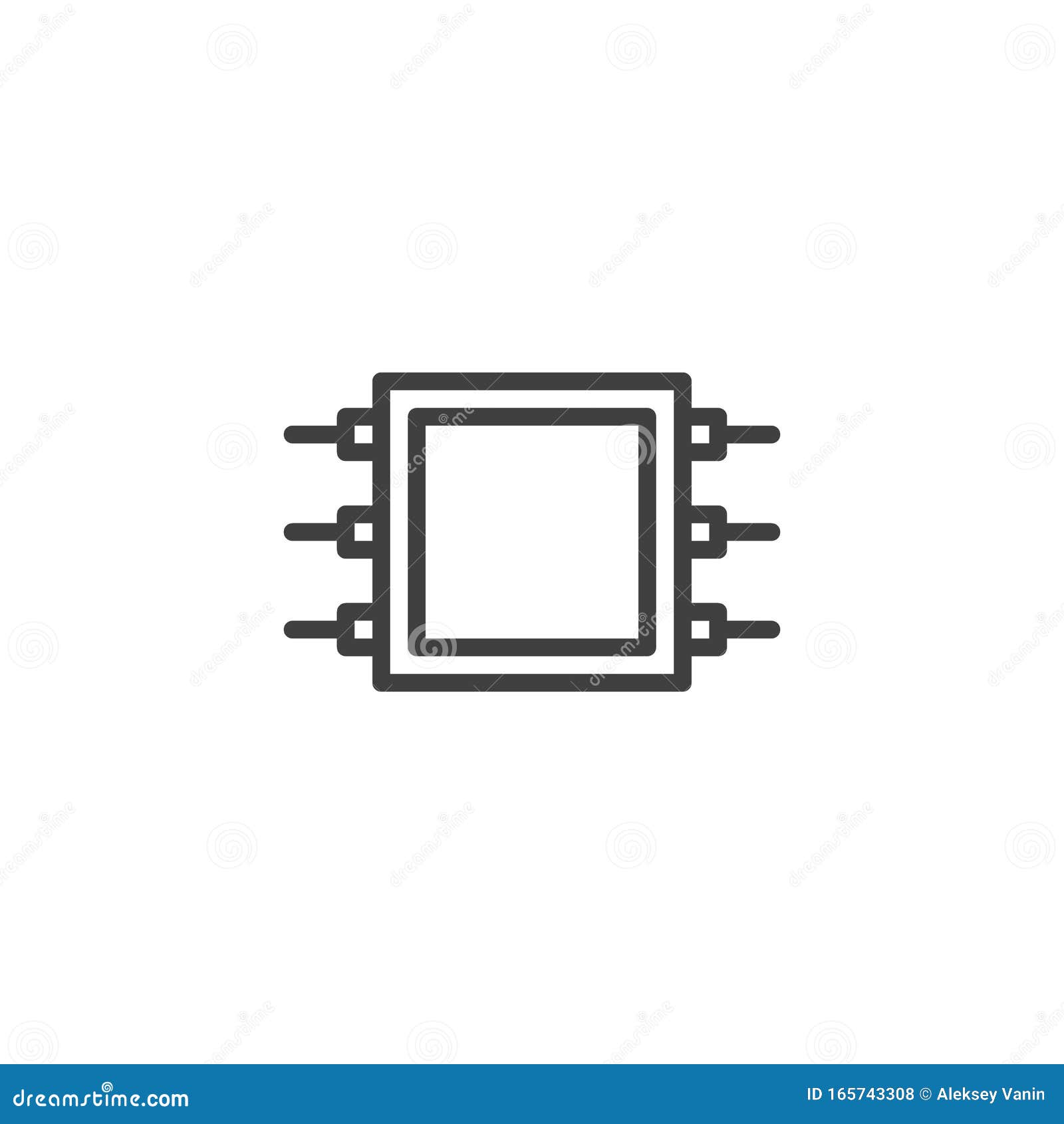 Computer chip line icon stock vector. Illustration of perfect - 165743308