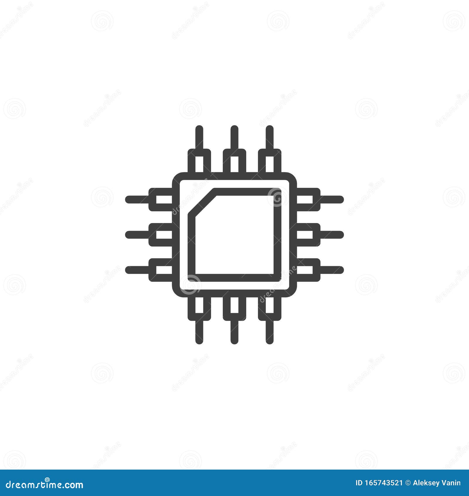 Computer chip line icon stock vector. Illustration of editable - 165743521