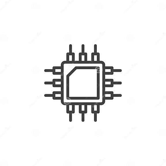 Computer chip line icon stock vector. Illustration of editable - 165743521