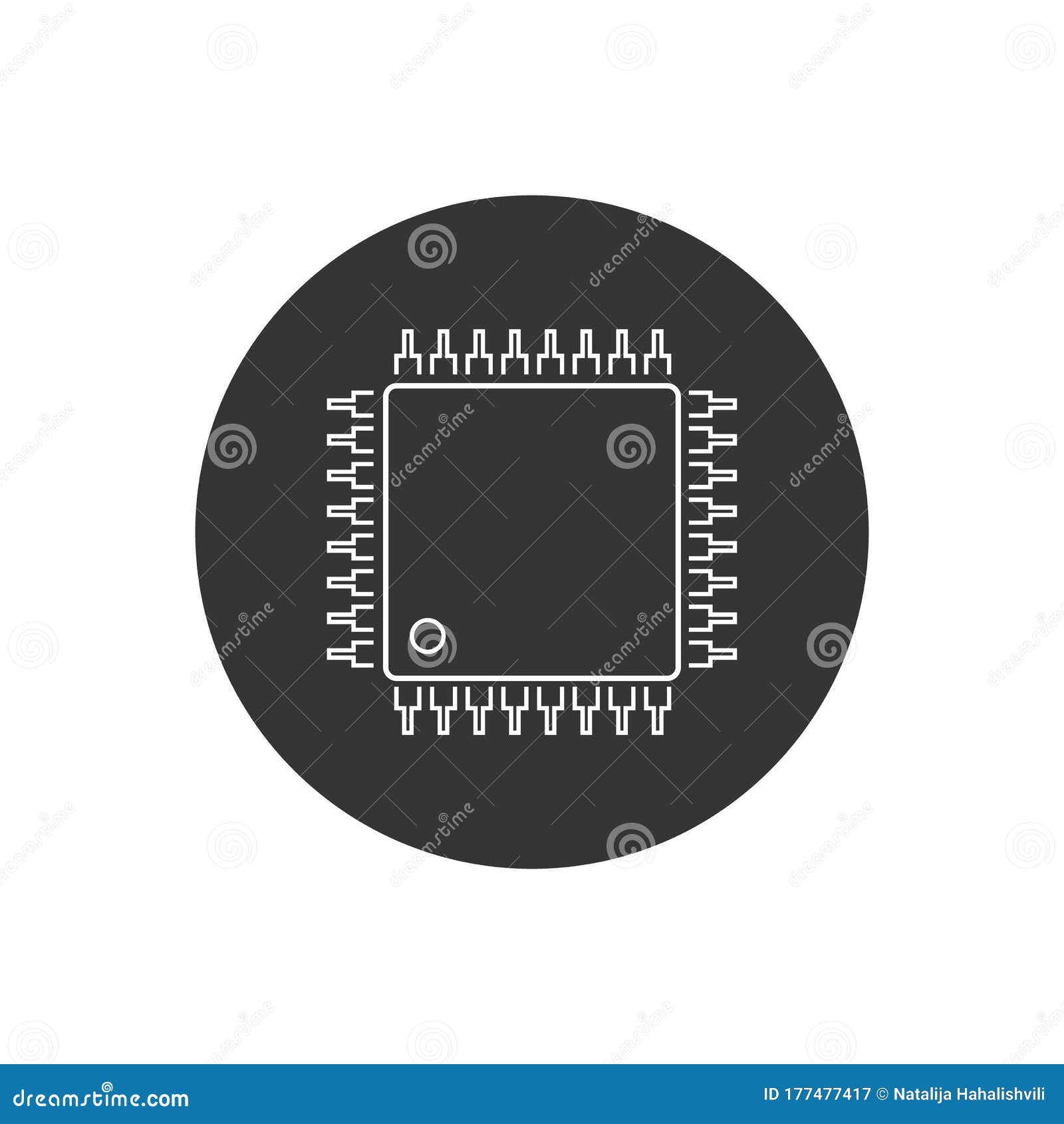 Computer Chip Line Icon Vector Illustration in Modern Flat Stock Vector ...