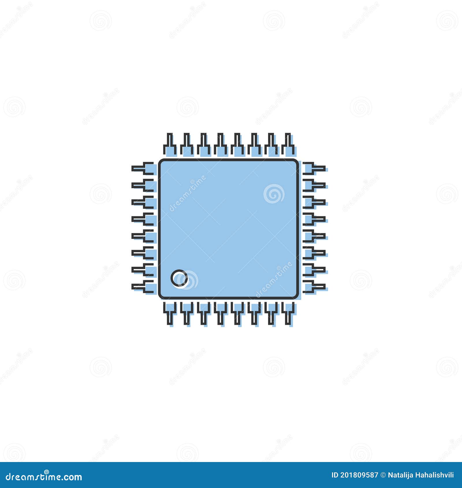 Computer Chip Line Icon Vector Illustration Modern Flat Style Stock ...