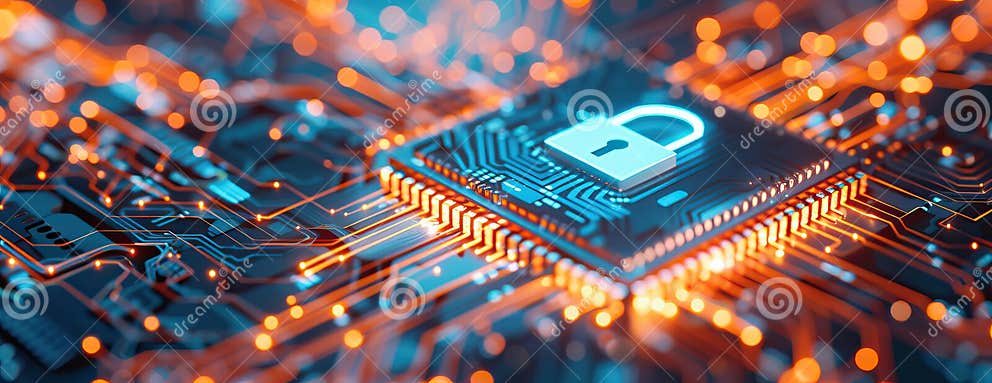 A Computer Chip with a Lock on it by AI Generated Image Stock Image ...