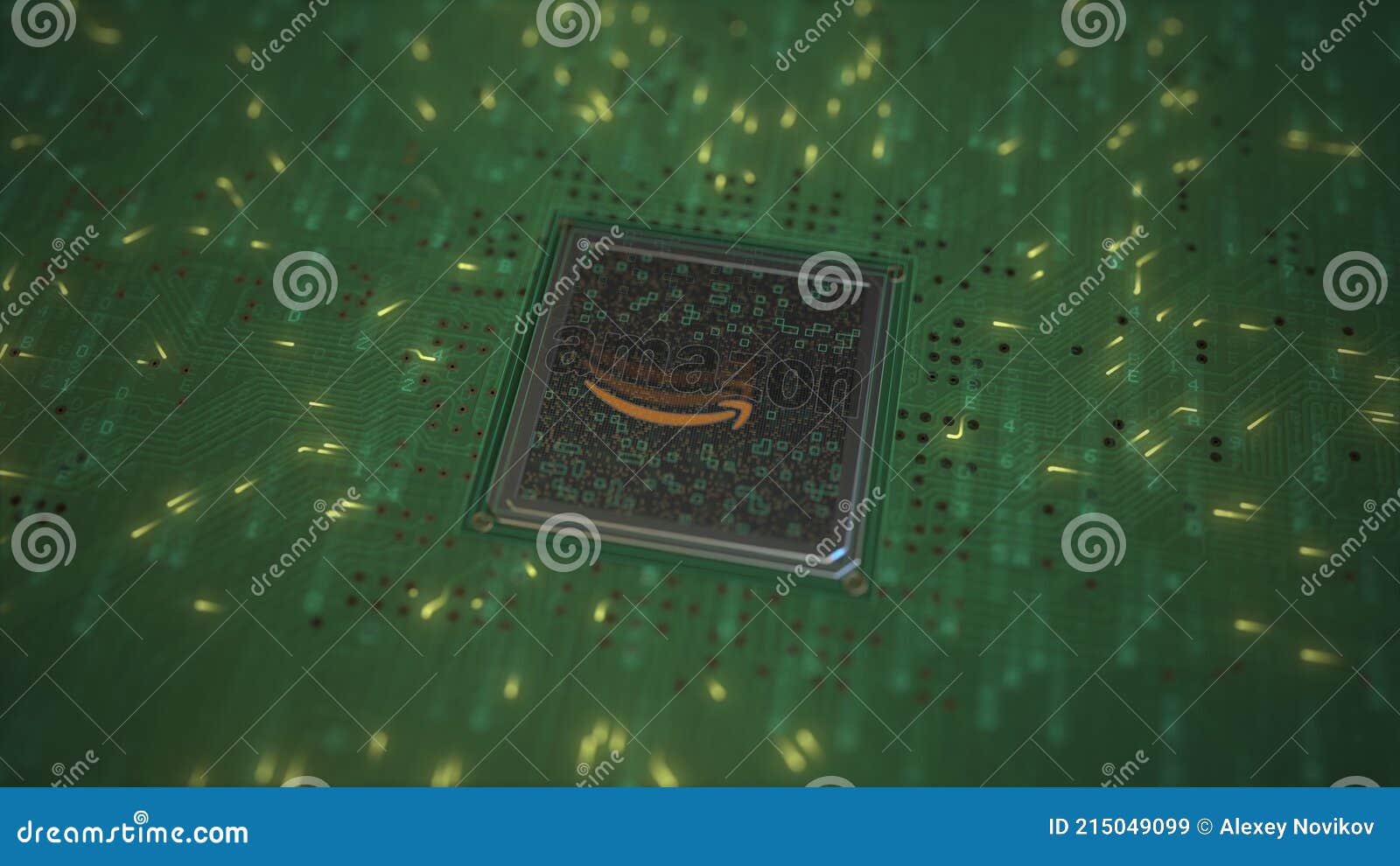 Computer Chip with the Logo of AMAZON. Conceptual Editorial 3d ...