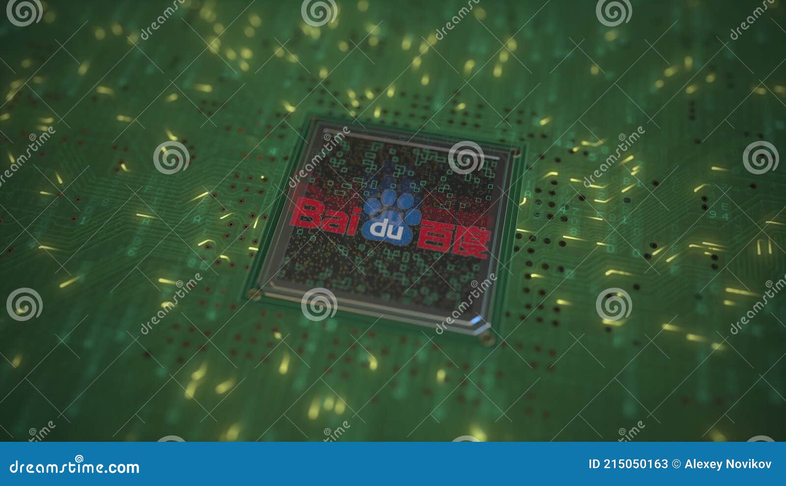 BAIDU Logo on the Chip on Computer Board. Conceptual Editorial 3d ...
