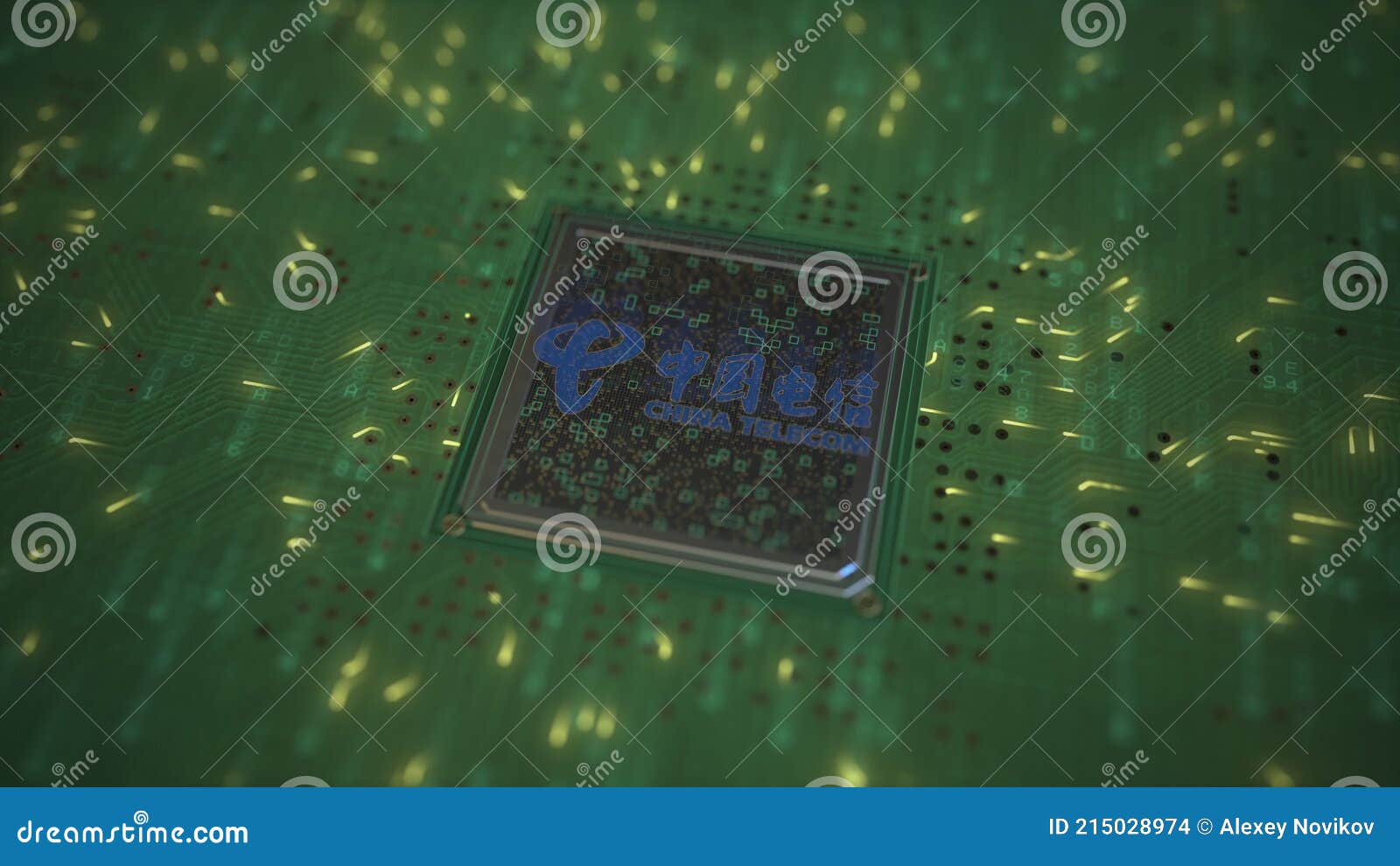 Computer Chip with the Logo of CHINA TELECOM. Conceptual Editorial 3d ...