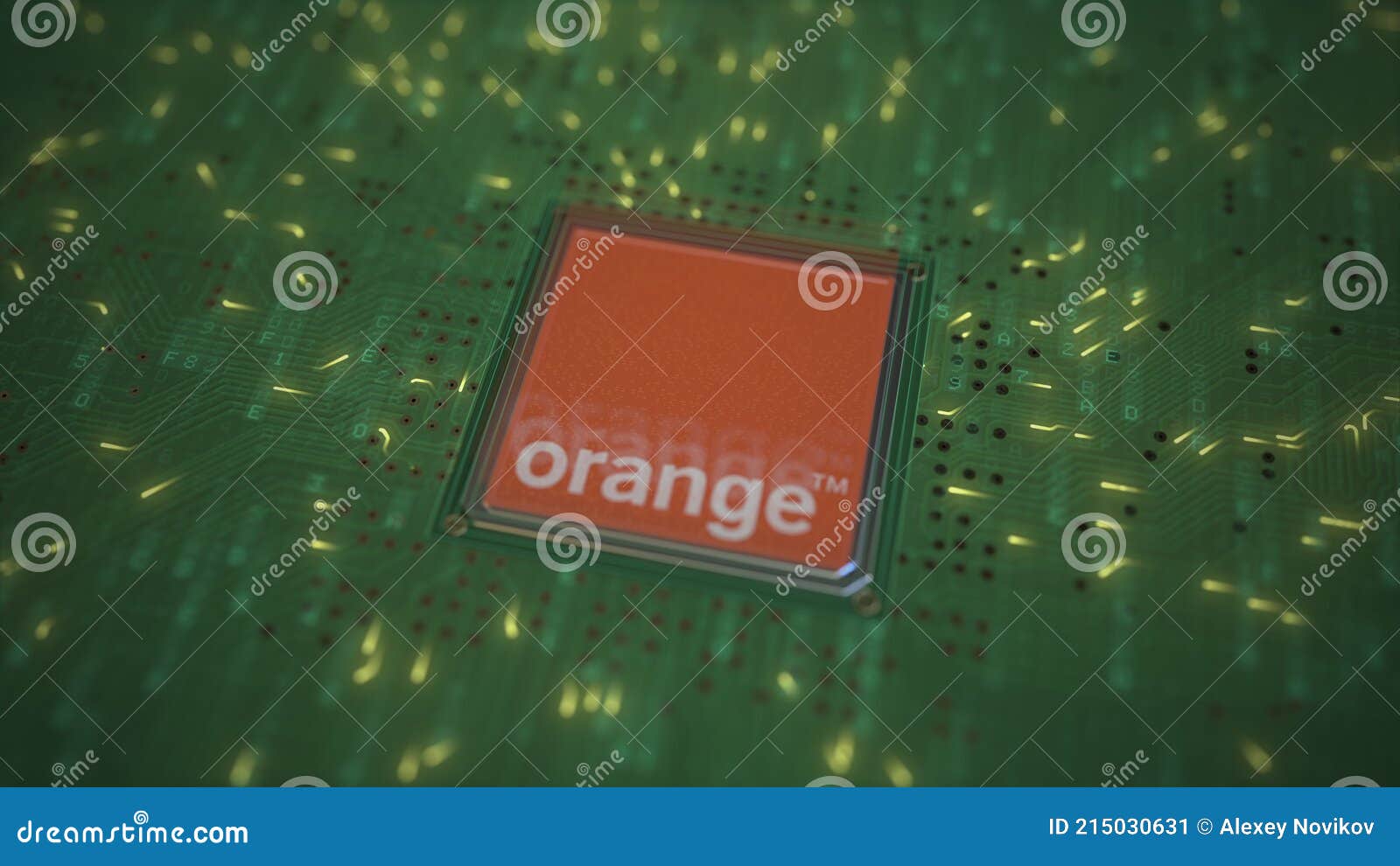 Computer Chip with the Logo of ORANGE. Conceptual Editorial 3d ...