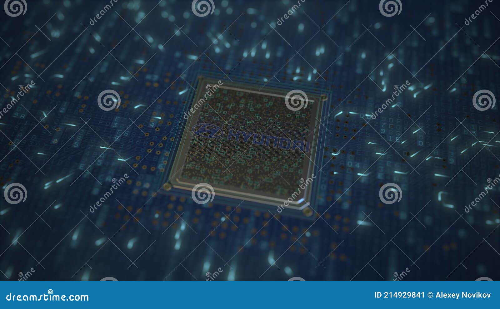 HYUNDAI Logo on the Processor on Computer Board. Conceptual Editorial ...