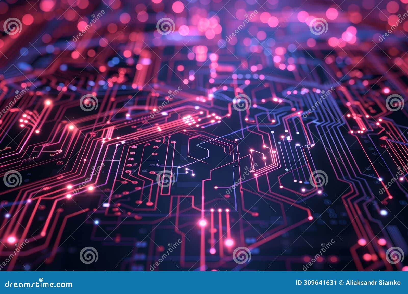 A Computer Chip with a Lot of Red and Blue Lines Stock Image - Image of ...