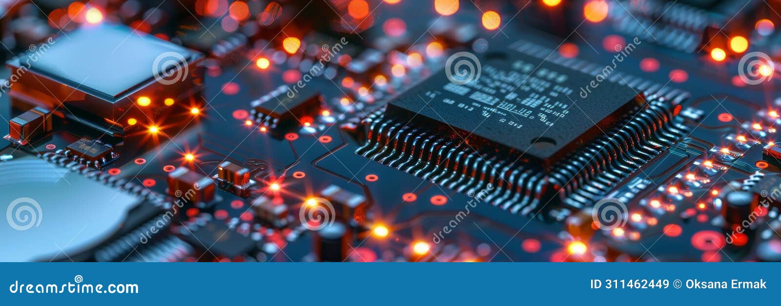 Computer Chip Macro Photo, Electronic Processor Microchip, Motherboard ...