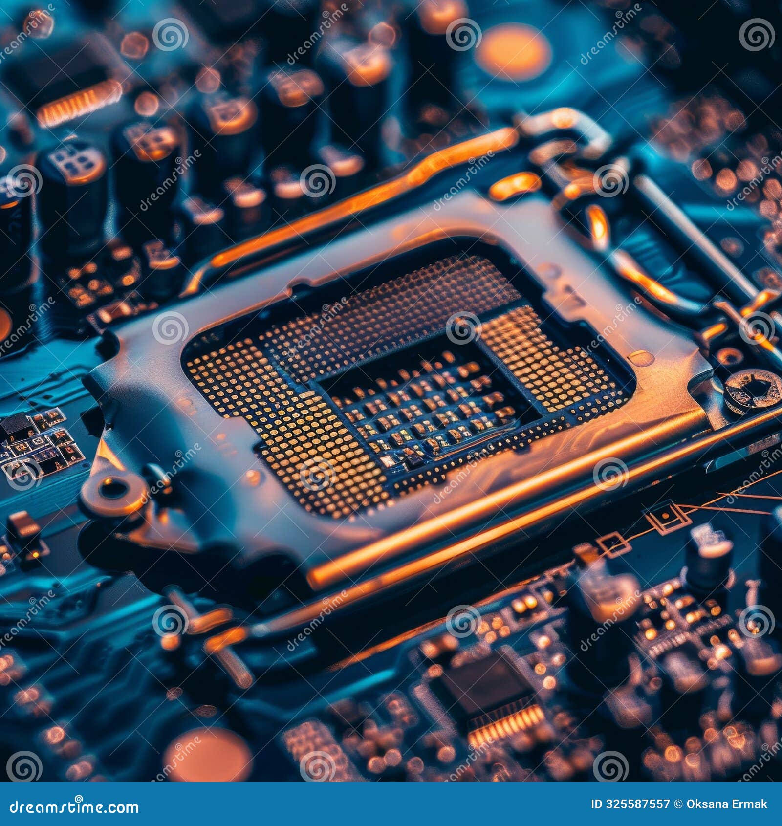 Computer Chip Macro Photo, Electronic Processor Microchip, Motherboard ...