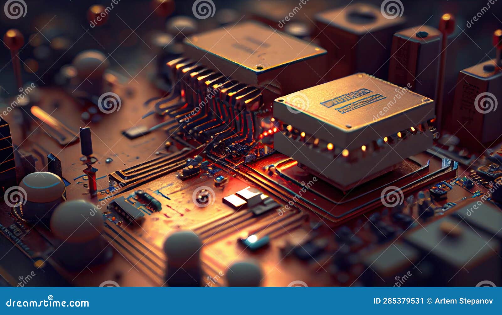 Computer Ship Macro Photo, Electronic Chip, Motherboard Part, Abstract ...
