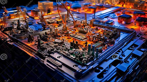 Computer Chip Manufacturing at Fab. Concept. Generative Ai Technology ...