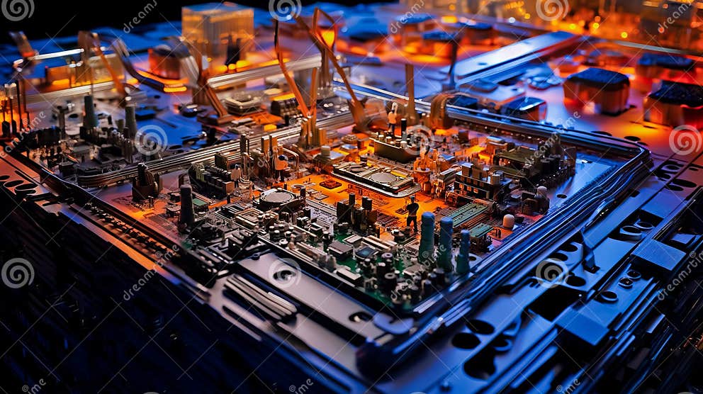 Computer Chip Manufacturing at Fab. Concept. Generative Ai Technology ...