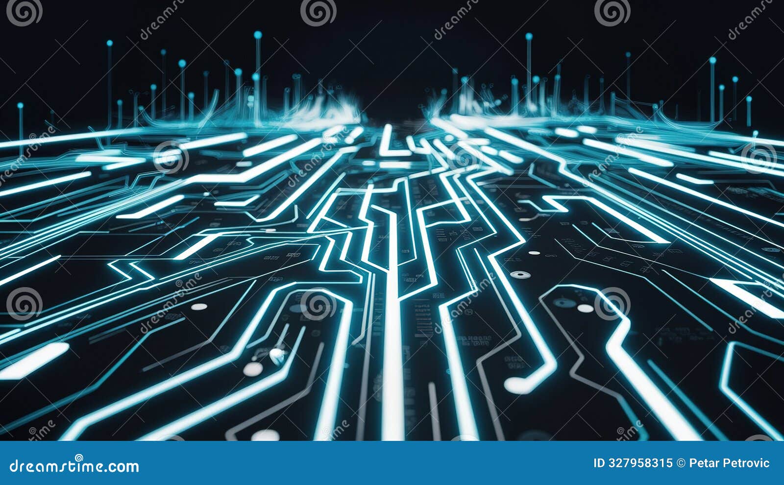A Computer Chip with Many Lines and Dots Stock Illustration ...