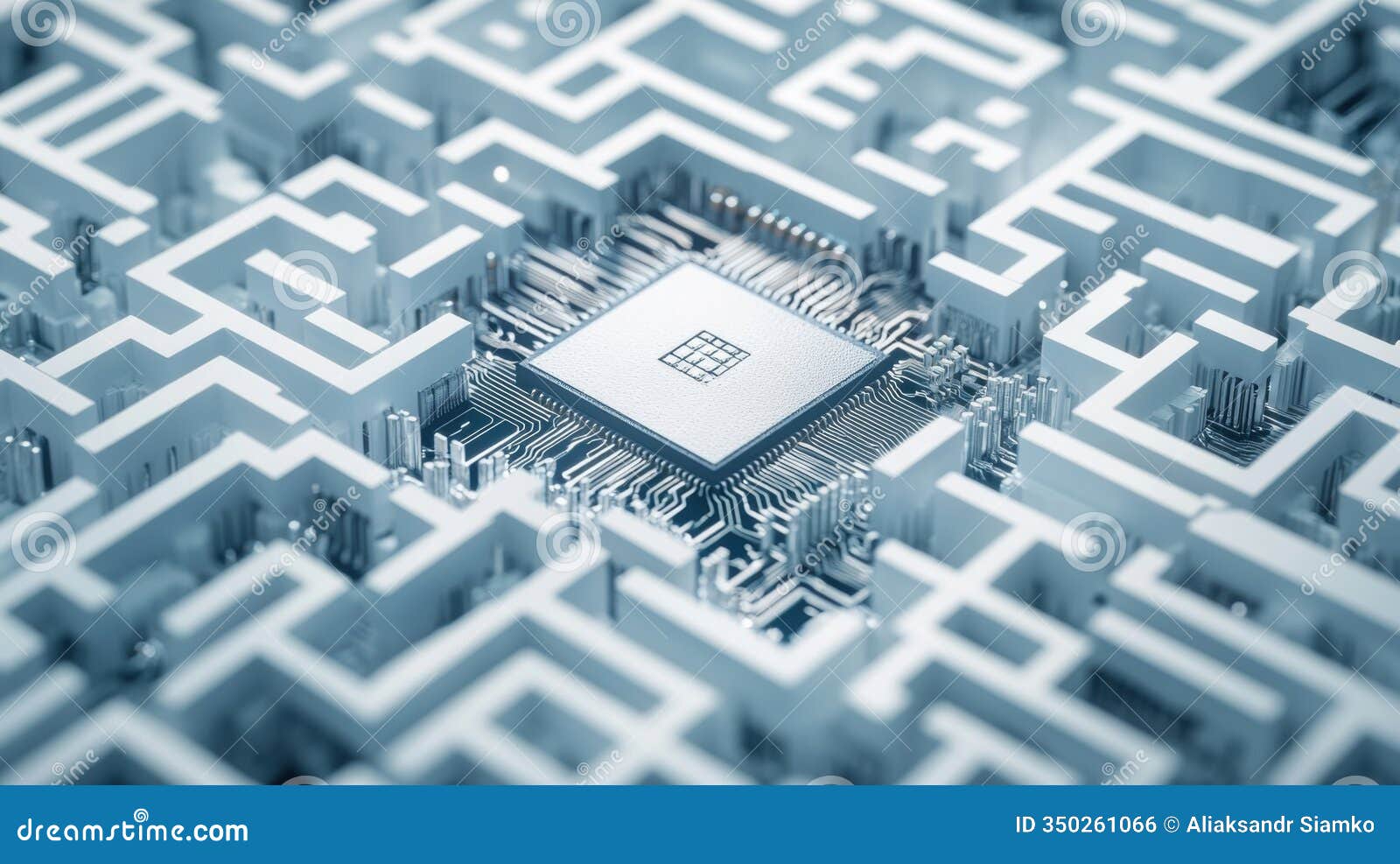 A Computer Chip in a Maze of Mazes Stock Illustration - Illustration of ...