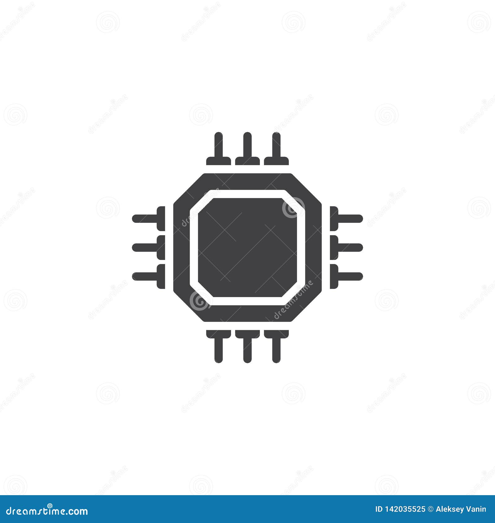 Computer Chip Microprocessor Vector Icon Stock Vector - Illustration of ...