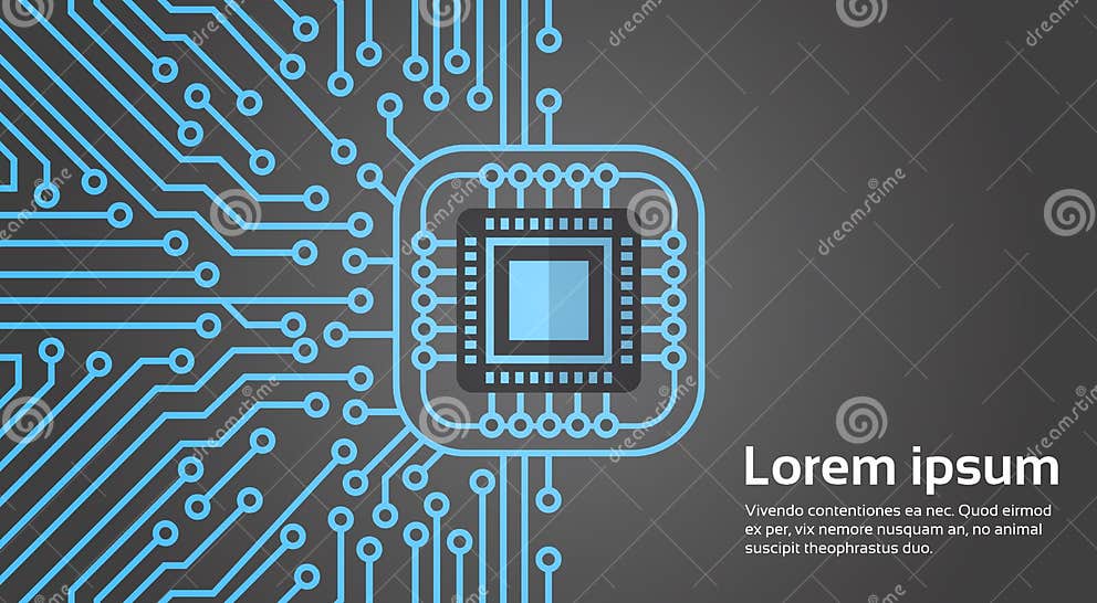 Computer Chip Moterboard Network Data Center System Concept Banner ...