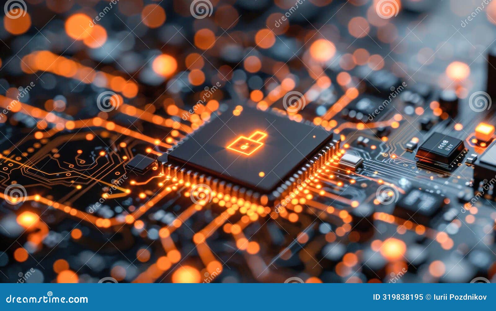Computer Chip on a Motherboard, Displaying Electronic Engineering and ...